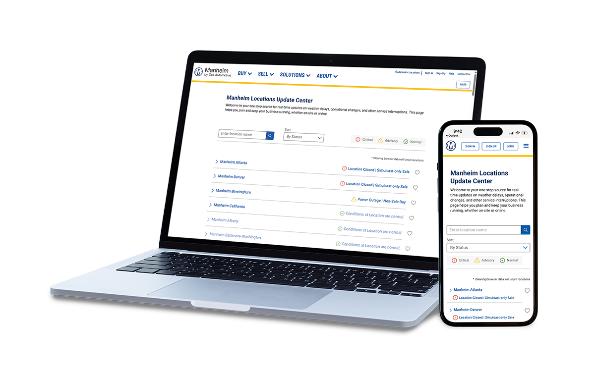 Manheim Locations Update Center: Real Time Auction Status for Dealers ...